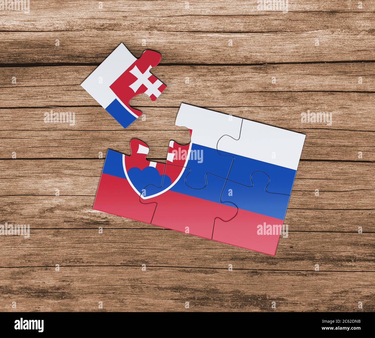 Slovakia national flag on jigsaw puzzle. One piece is missing. Danger ...