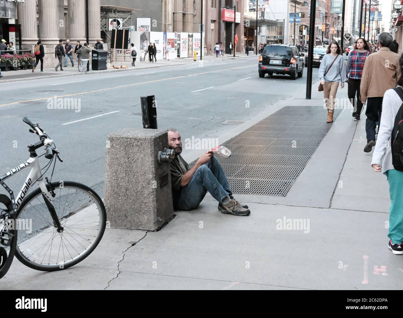 Homeless adults seen on the streets of central Montreal, looking for ...