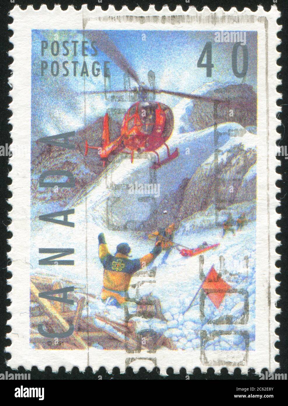 CANADA - CIRCA 1991: stamp printed by Canada, shows Ski Patrol, circa ...