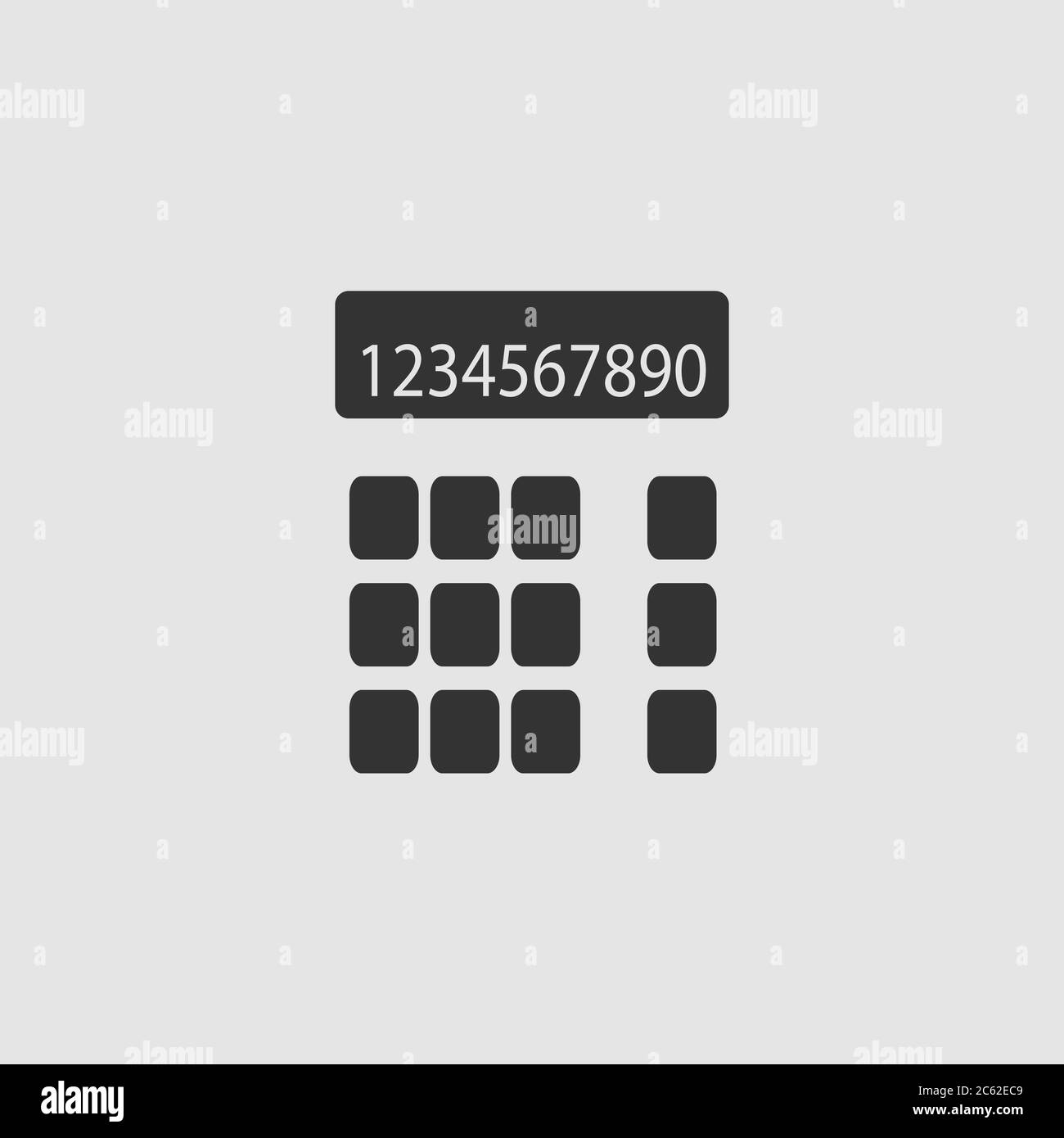 Calculator icon flat. Black pictogram on grey background. Vector illustration symbol Stock ...