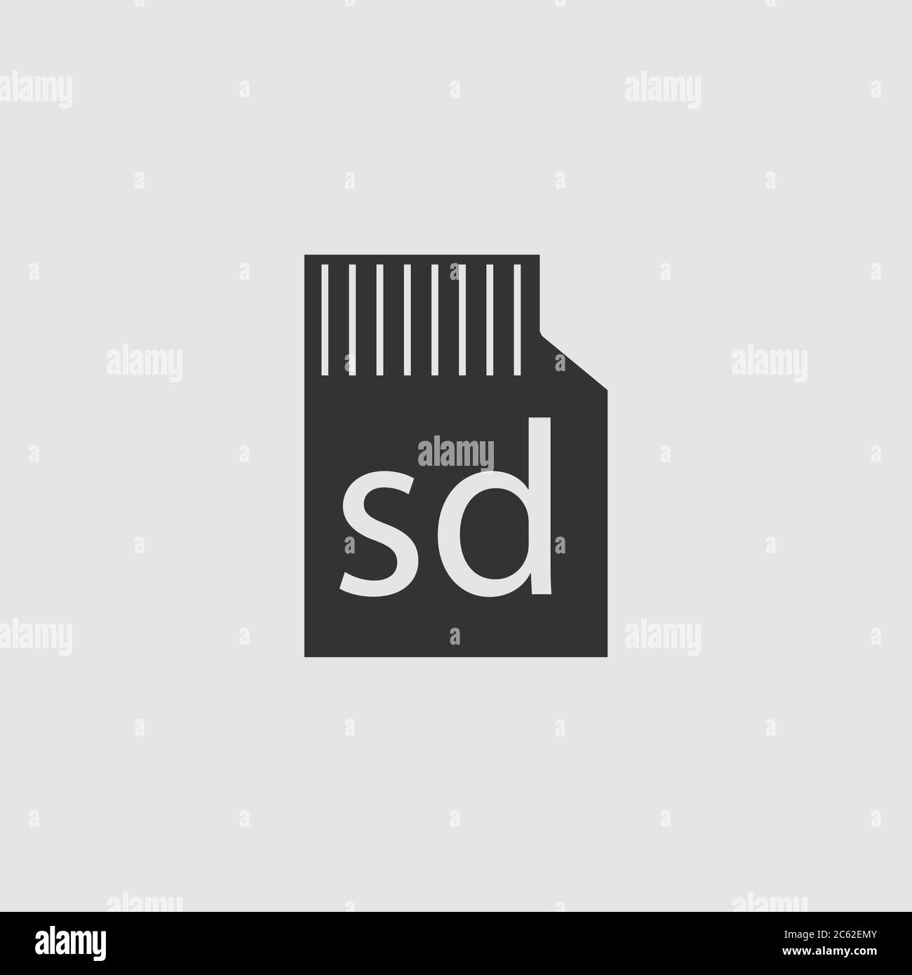 Micro sd card icon flat. Black pictogram on grey background. Vector ...