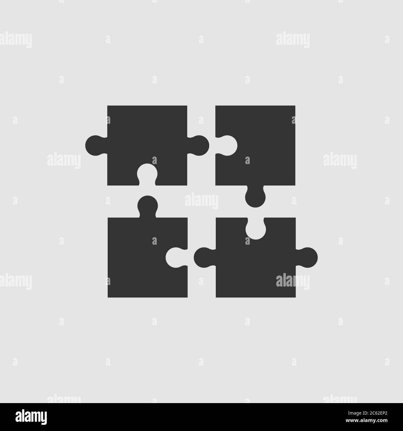 Puzzle icon flat. Black pictogram on grey background. Vector ...
