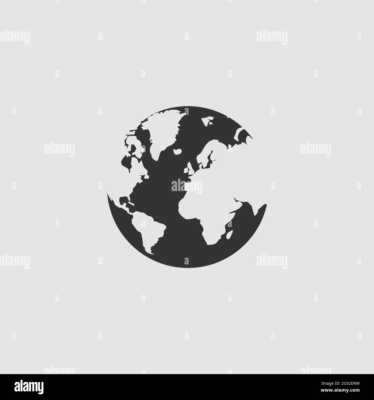 World Globe icon flat. Black pictogram on grey background. Vector ...