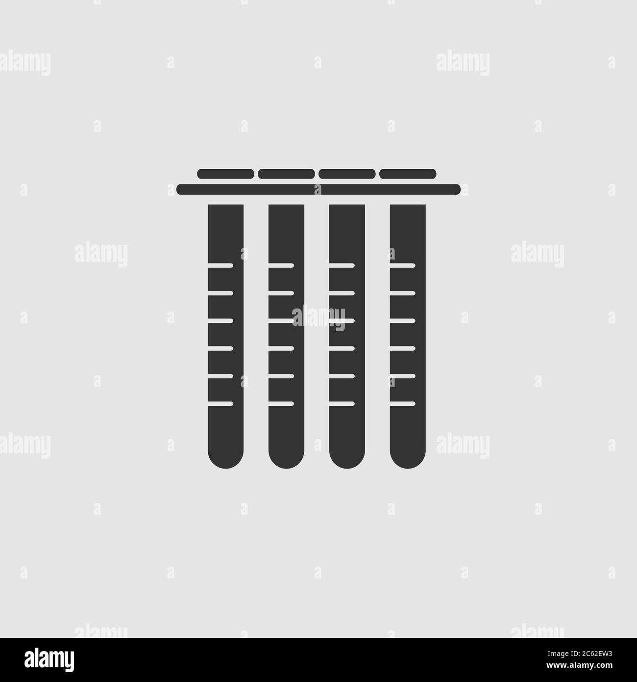 Laboratory tube glass icon flat. Black pictogram on grey background. Vector illustration symbol ...