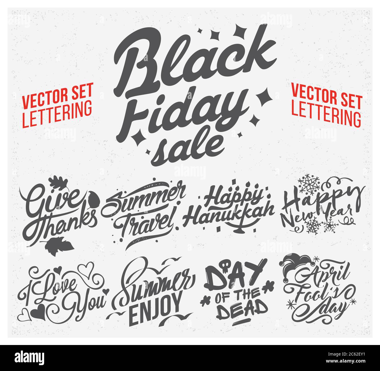 Vector set of holidays lettering. Holiday text lettering for invitation ...