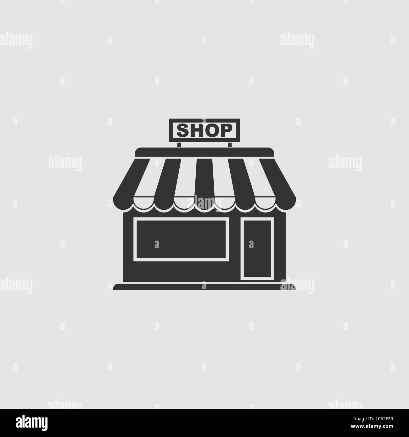 Shop icon flat. Black pictogram on grey background. Vector illustration ...
