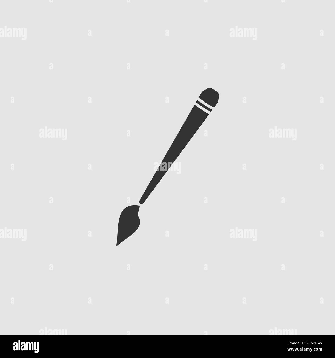 Art paint brush icon flat. Black pictogram on grey background. Vector ...