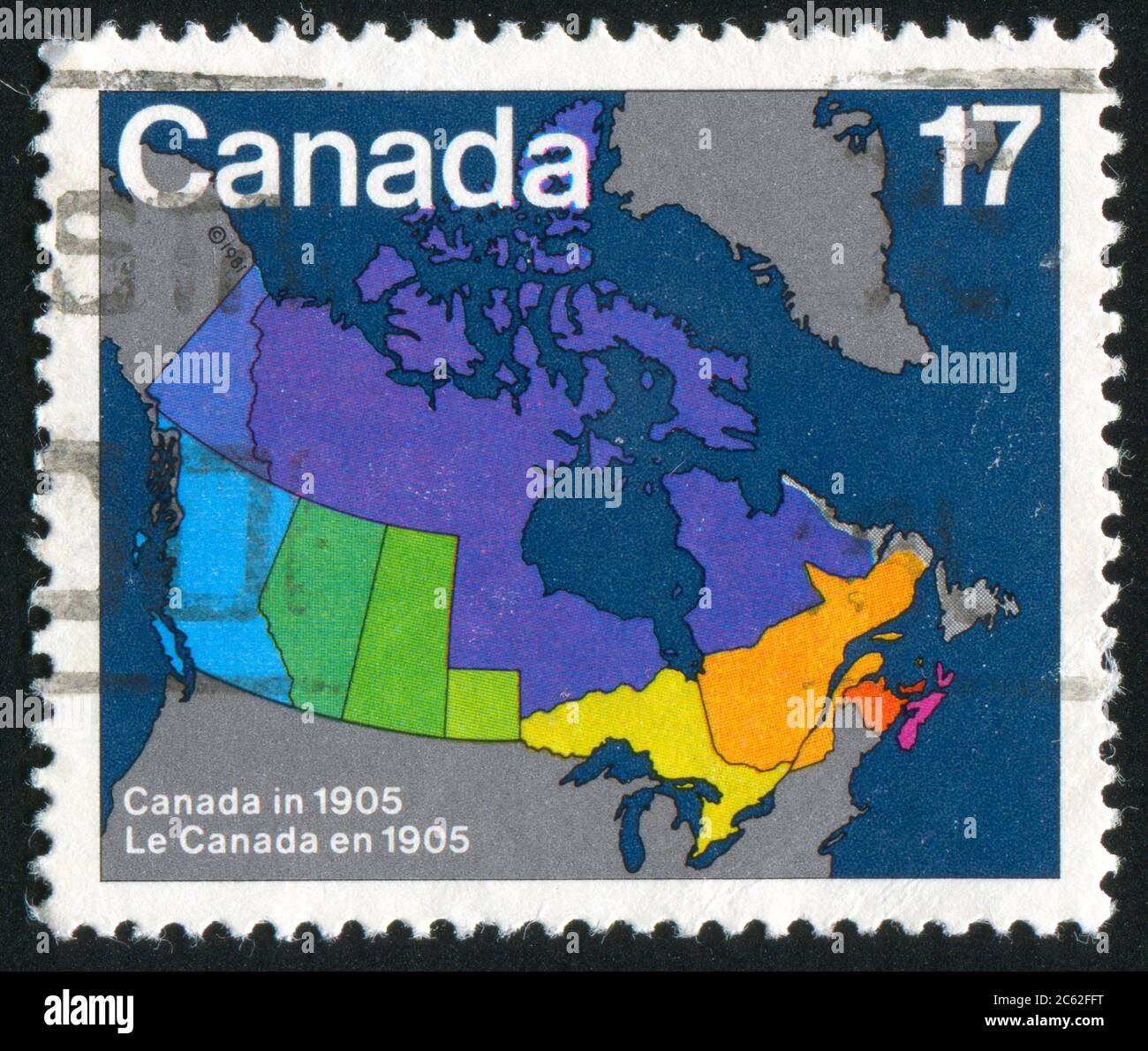 CANADA - CIRCA 1981: stamp printed by Canada, shows Map of Canada ...