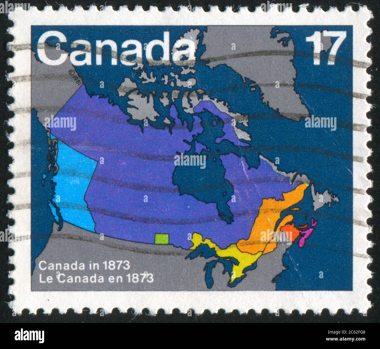 CANADA - CIRCA 1981: stamp printed by Canada, shows Map of Canada ...