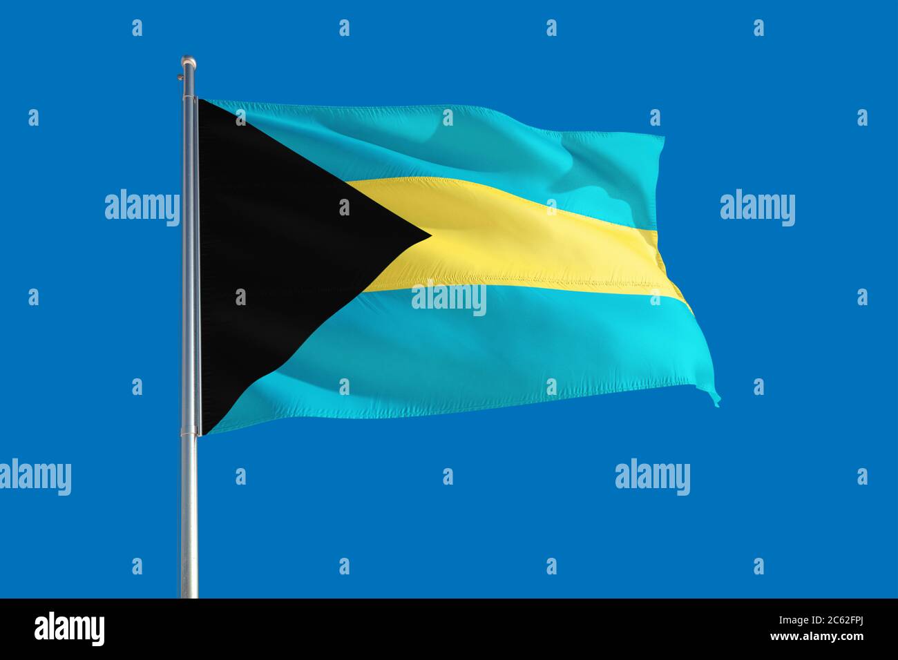 Bahamas national flag waving in hi-res stock photography and images - Alamy