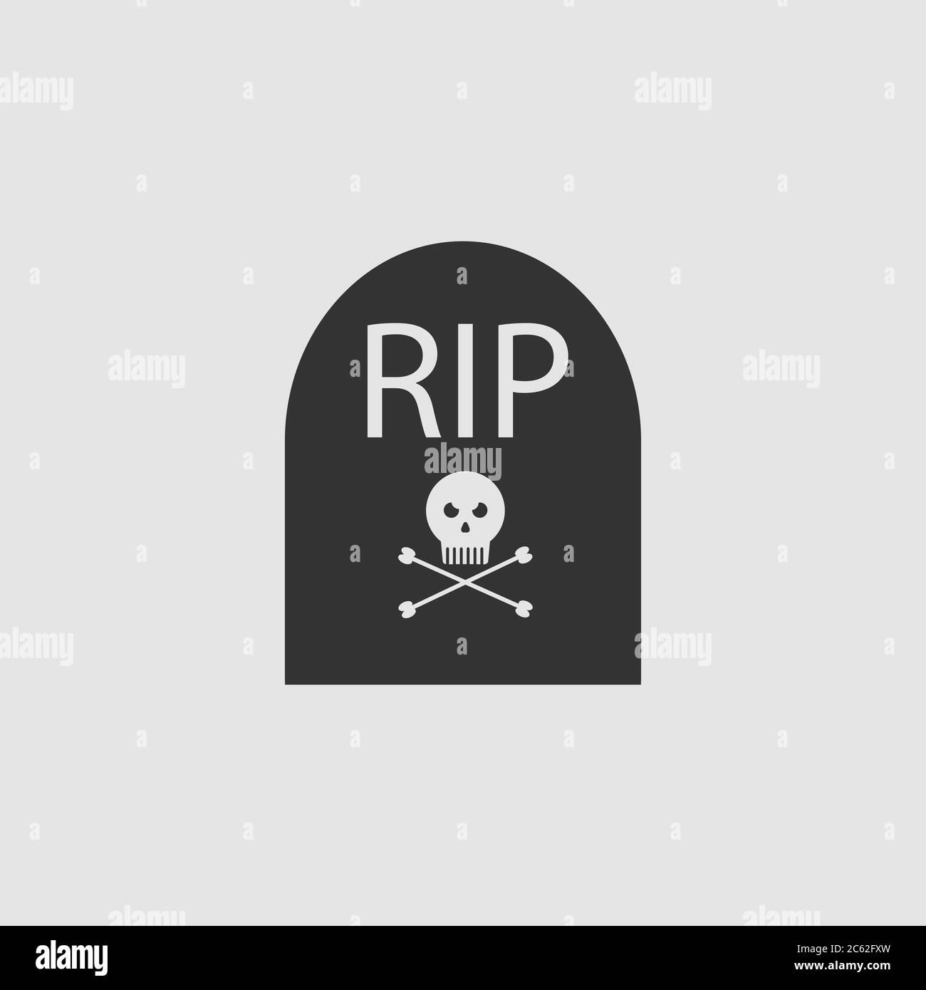 Grave RIP icon flat. Black pictogram on grey background. Vector ...