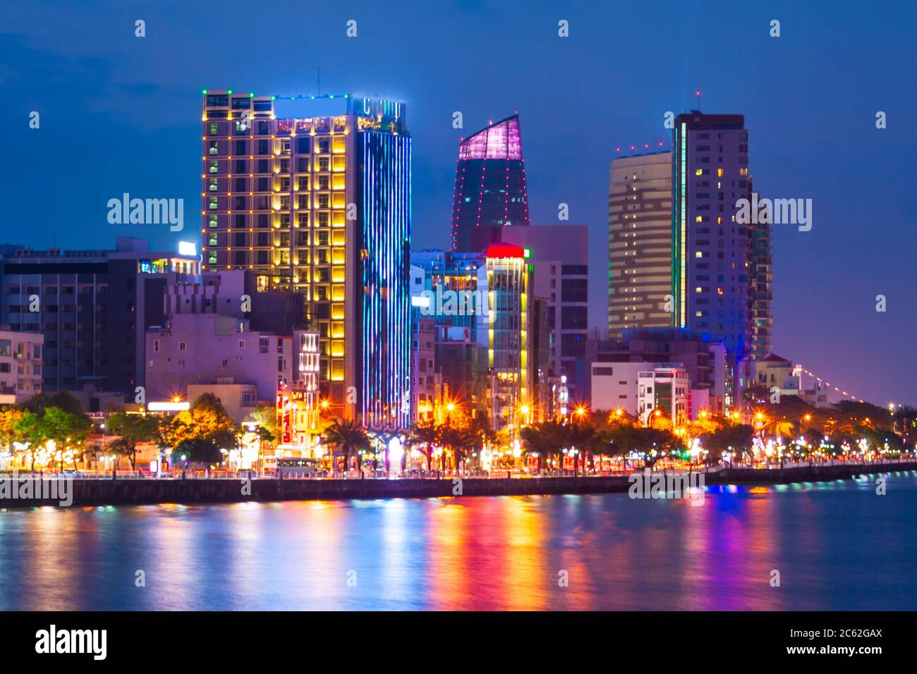 Da Nang city centre skyline aerial panoramic view. Danang is the fourth ...