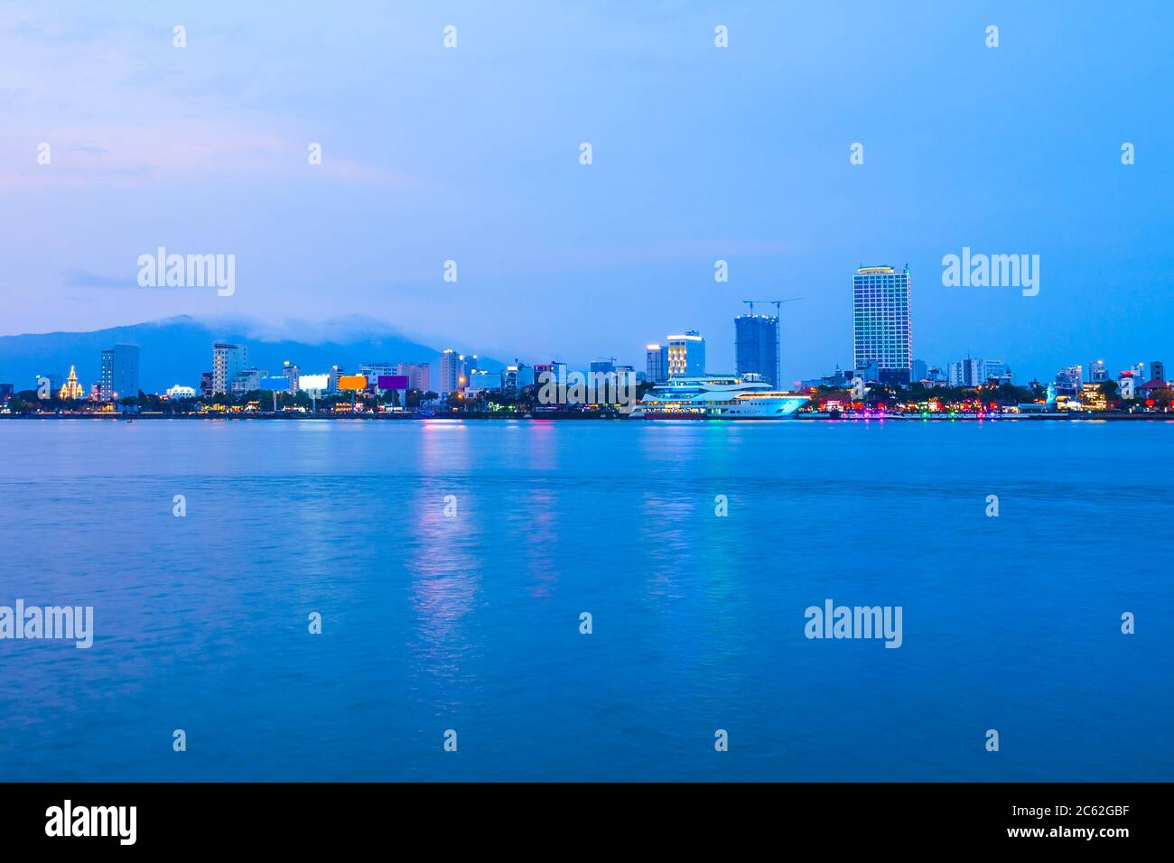 Da Nang city centre skyline aerial panoramic view. Danang is the fourth ...
