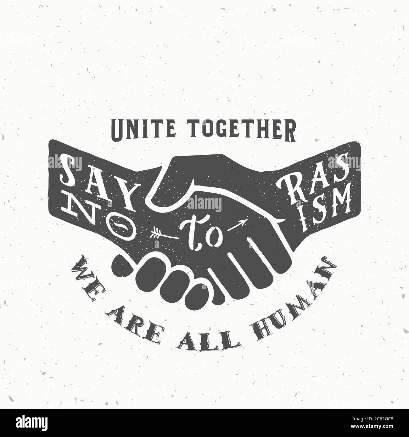 Say No to Racism Vintage Vector Handshake Silhouette with Retro ...
