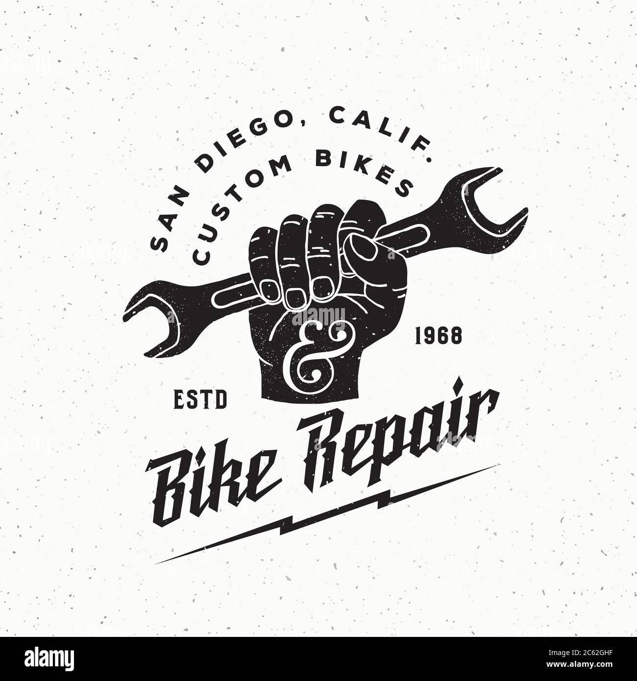 Bike Repair Abstract Vintage Vector Sign, Label or Logo Template Stock ...