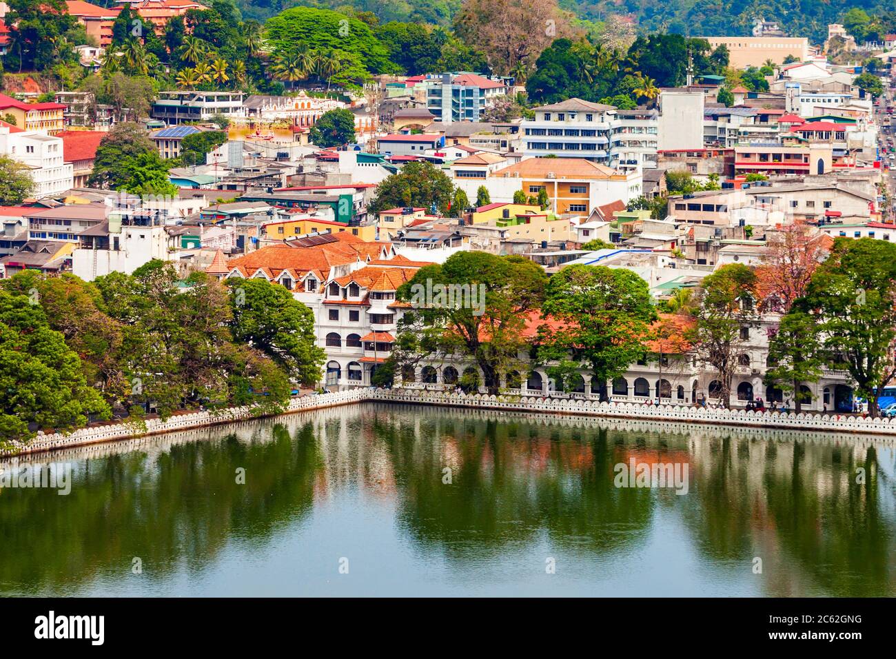 Kandy Lake and Kandy city aerial panoramic view from Arthurs Seat Kandy ...