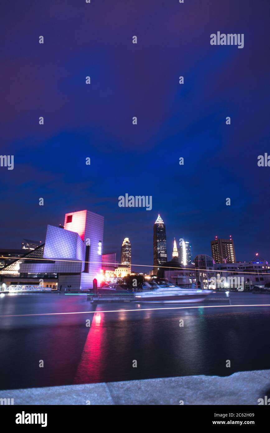 Cleveland Ohio Skyline at Night from Voinovich Park Stock Photo - Alamy