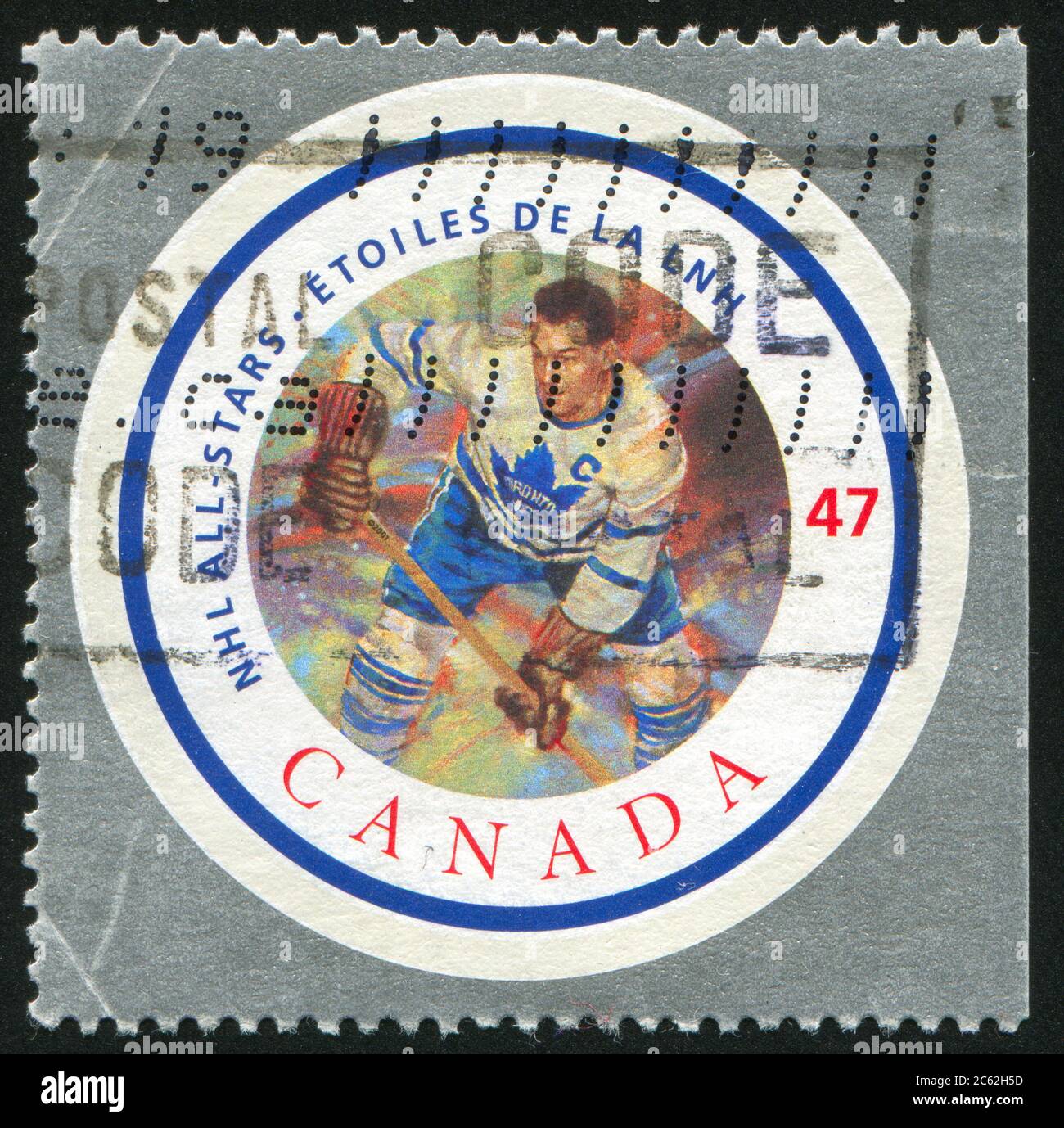 CANADA - CIRCA 2001: stamp printed by Canada, shows hockey player ...