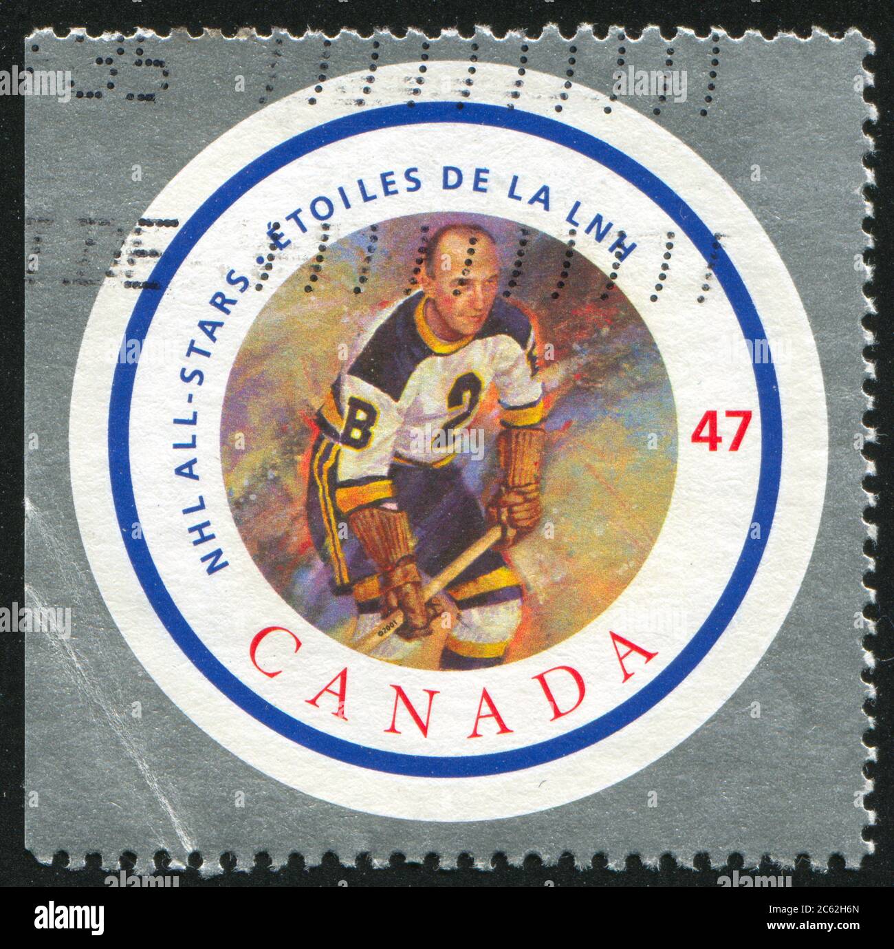 CANADA - CIRCA 2001: stamp printed by Canada, shows hockey player ...