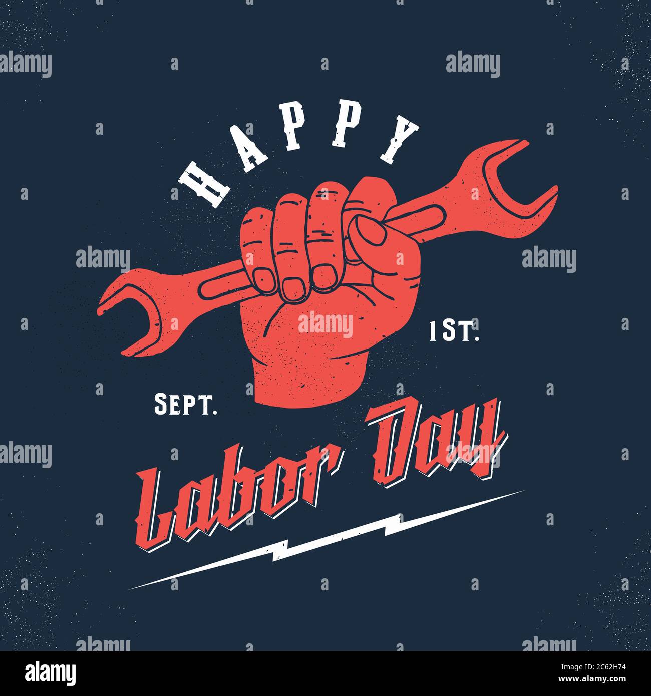 Happy Labor Day Vintage Vector Poster, Card, Print or Label Template ...