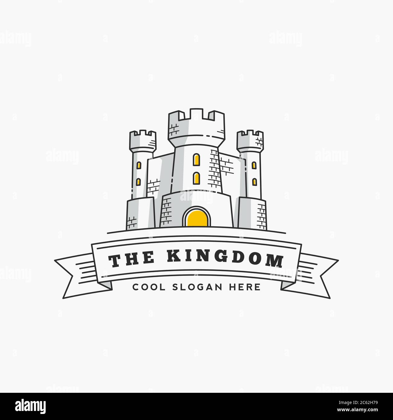 Abstract Vector Kingdom Label, Sign or Logo Template. Fortress Symbol ...