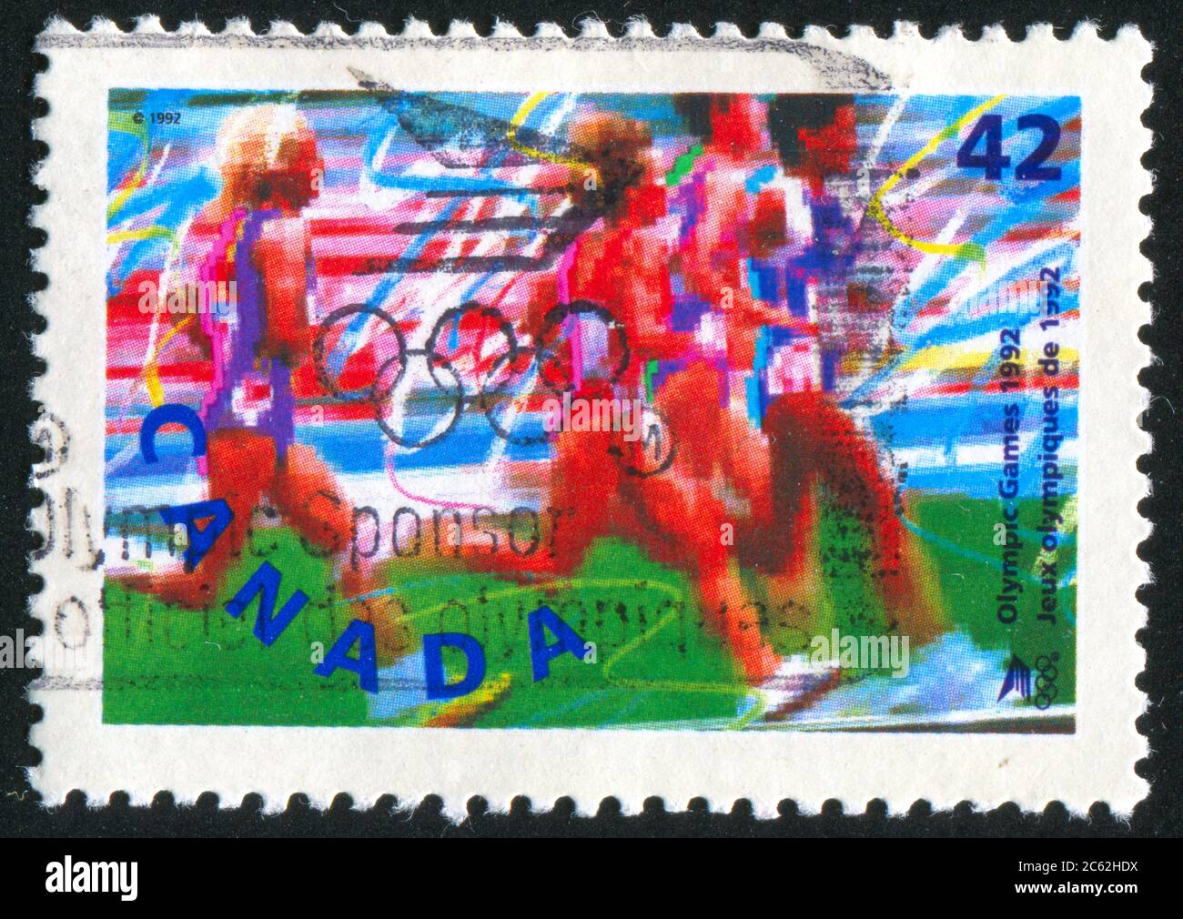 CANADA - CIRCA 1992: stamp printed by Canada, shows runner, circa 1992 ...