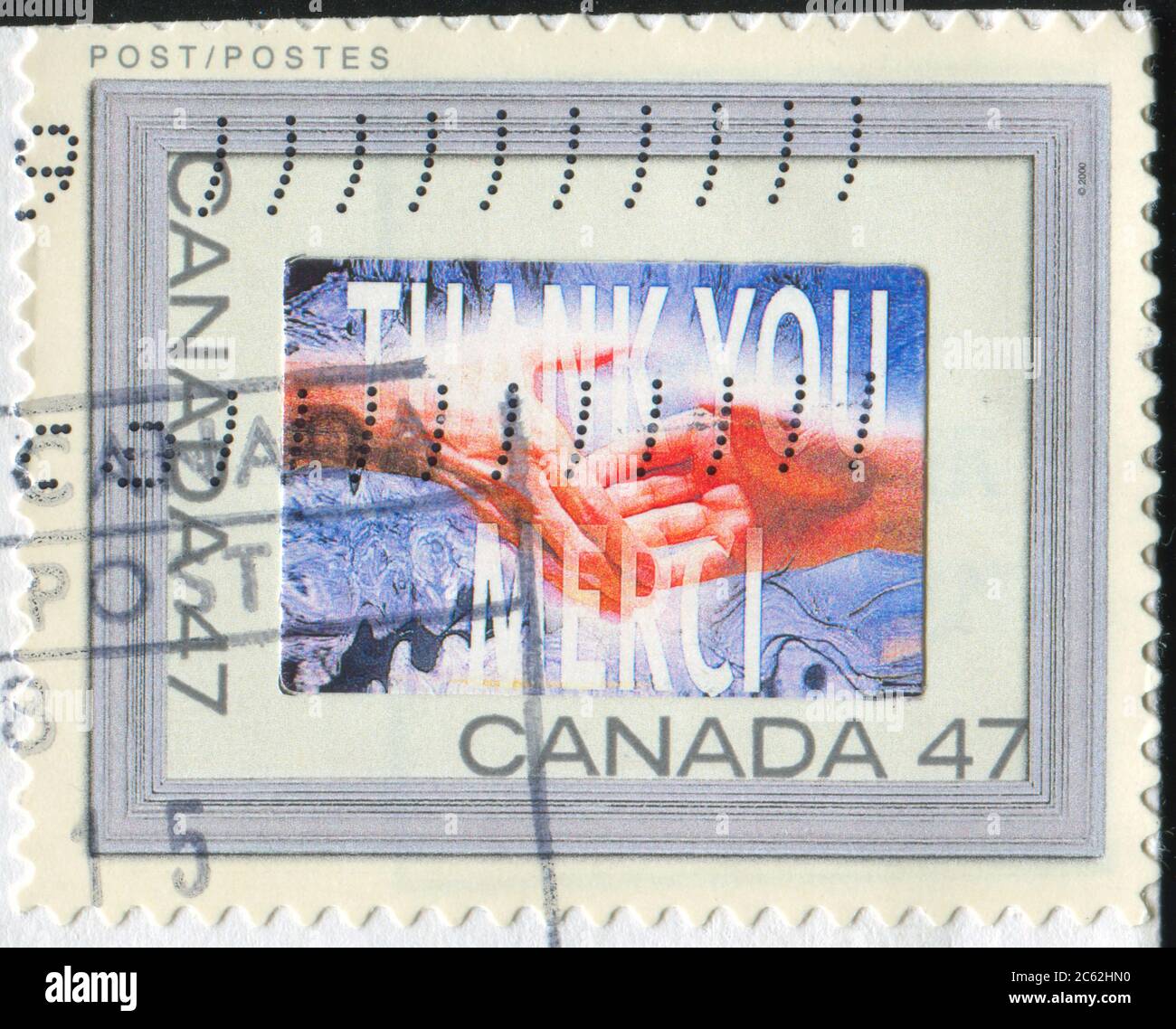 CANADA - CIRCA 2000: stamp printed by Canada, shows hand, circa 2000 ...