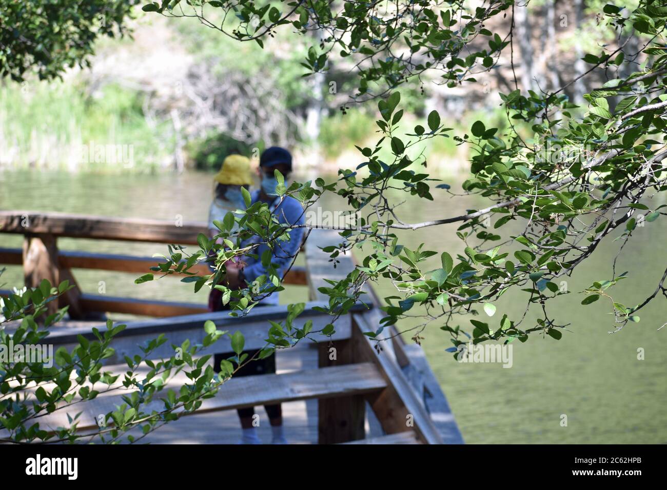 Dock Looking Over Lake Stock Photo - Alamy