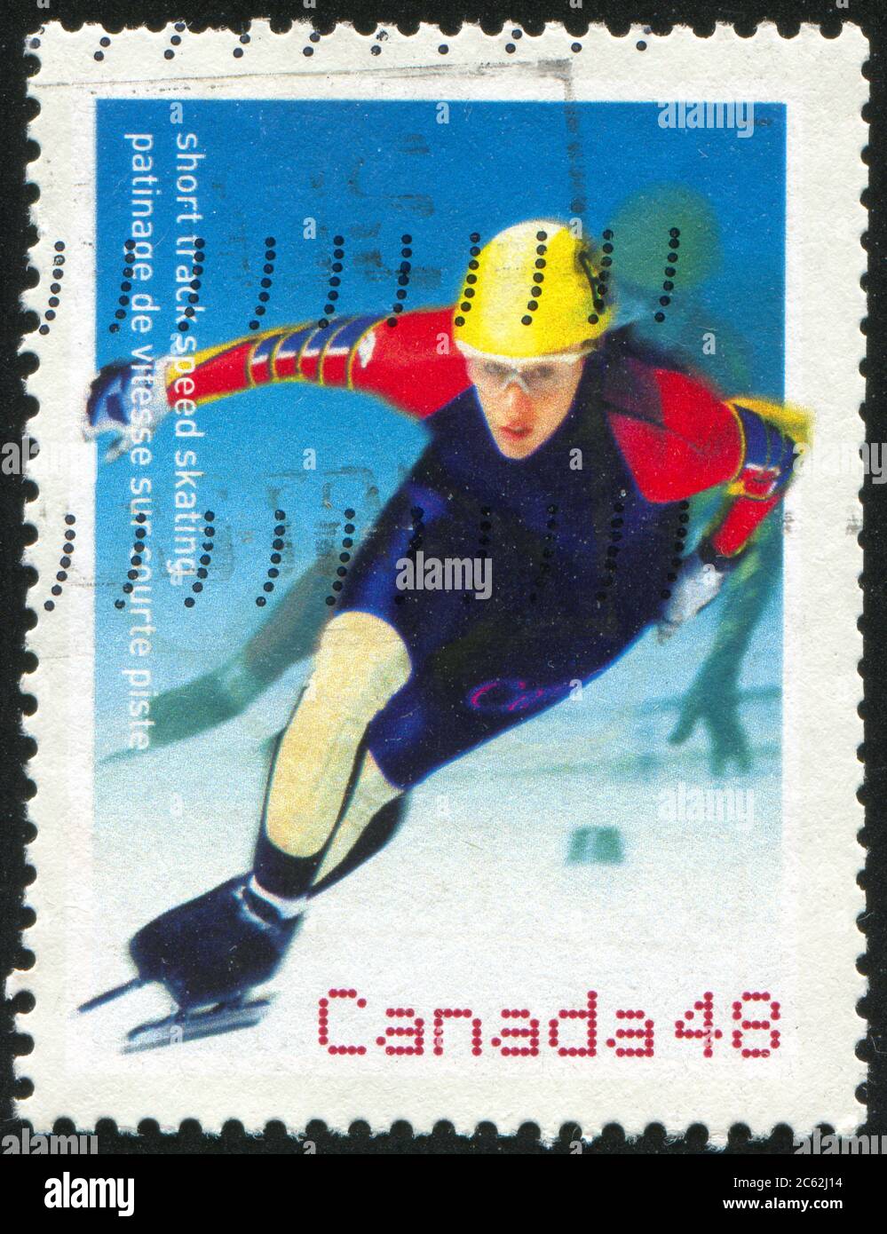 CANADA - CIRCA 2002: stamp printed by Canada, shows Short track speed ...