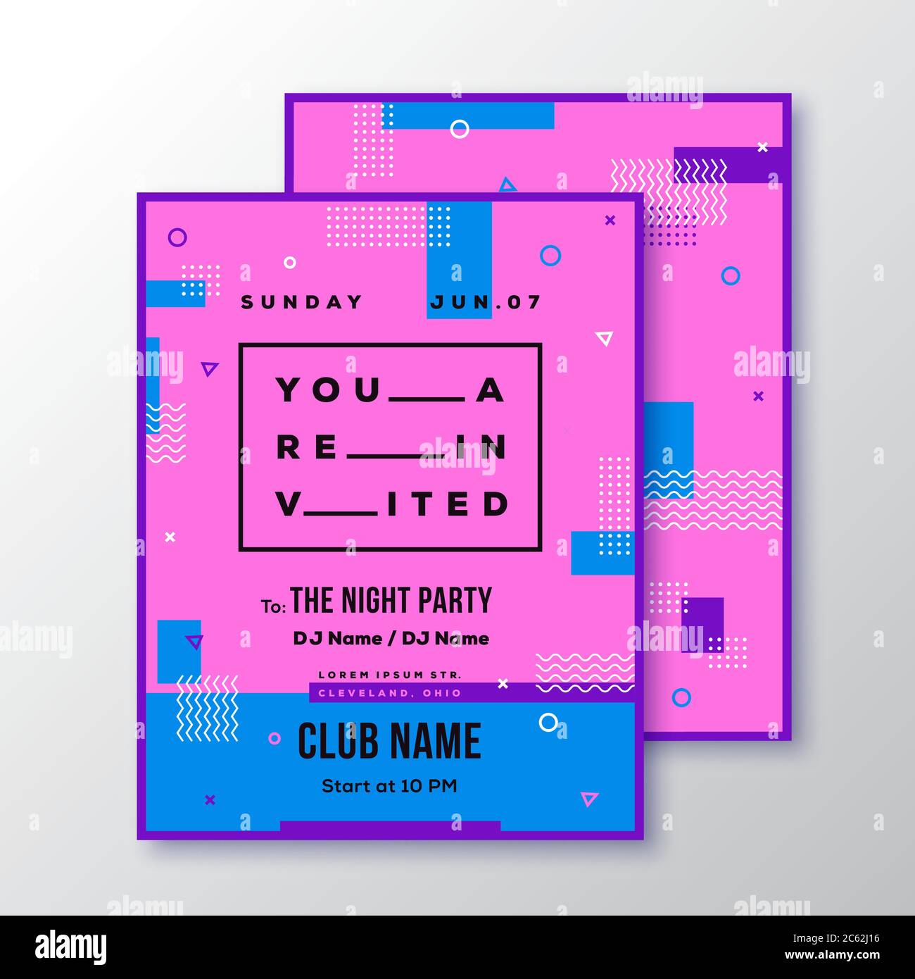 Night Party Club Invitation Card or Poster Template. Modern Abstract ...