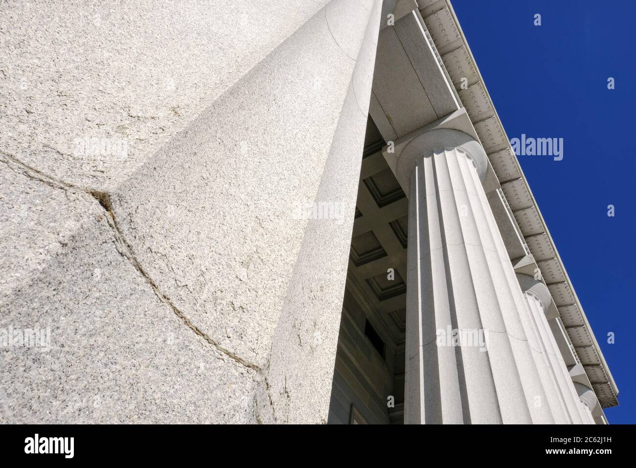Detailed architecture of the large State House seen in Vermont, used as ...