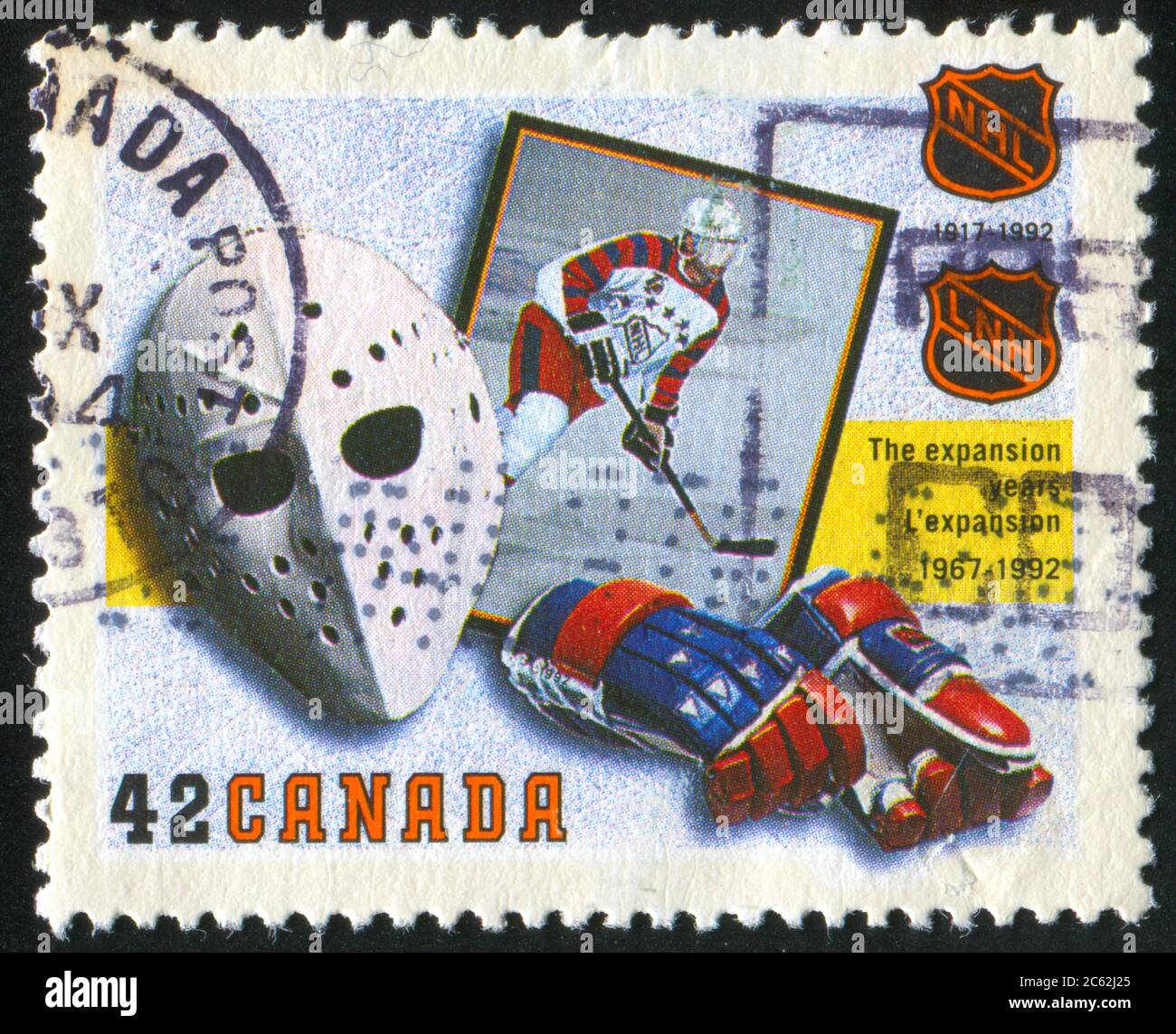 CANADA - CIRCA 1992: stamp printed by Canada, shows Hockey, circa 1992 ...
