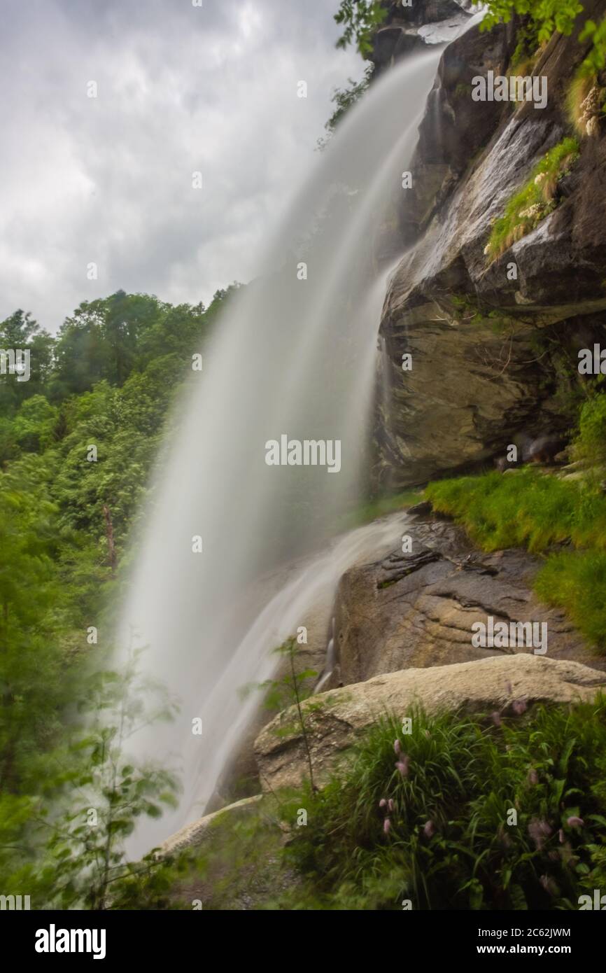 The big waterfall of Noasca, Piedmont, Italy Stock Photo - Alamy