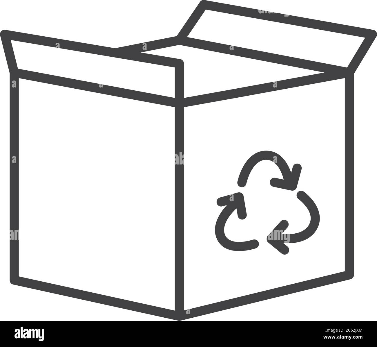 box with recycle symbol icon over white background, line style, vector ...