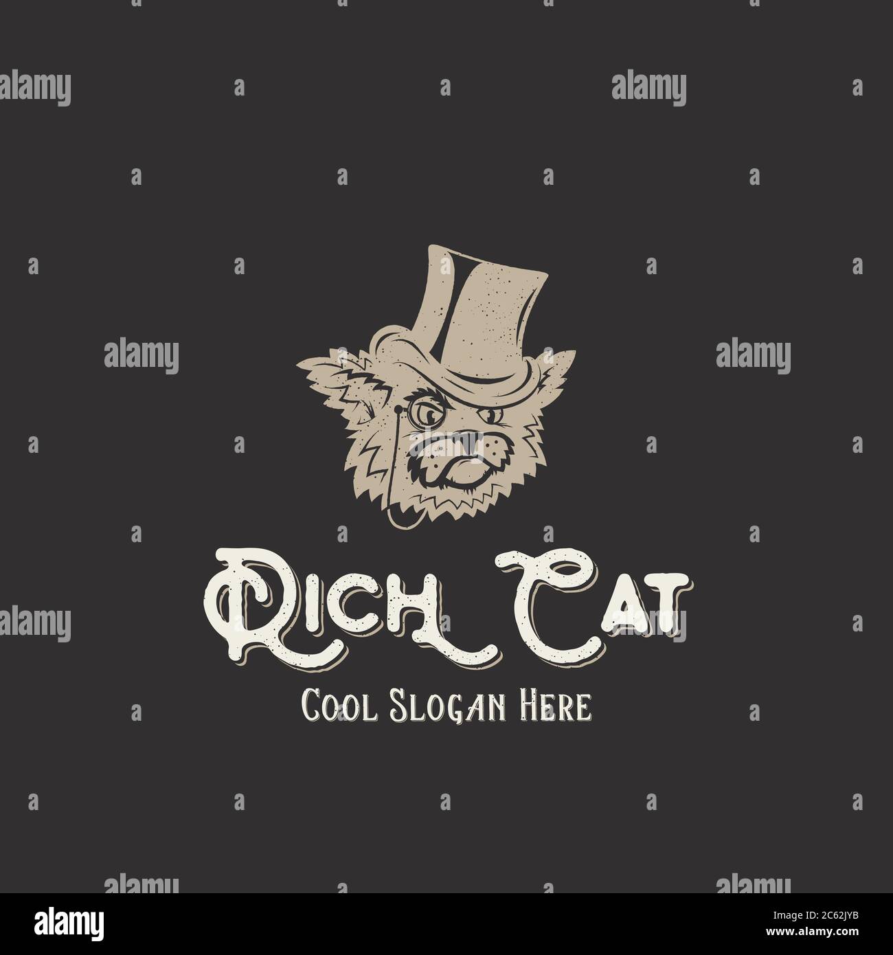 Rich Cat Abstract Vintage Vector Sign, Symbol, Illustration or Logo ...