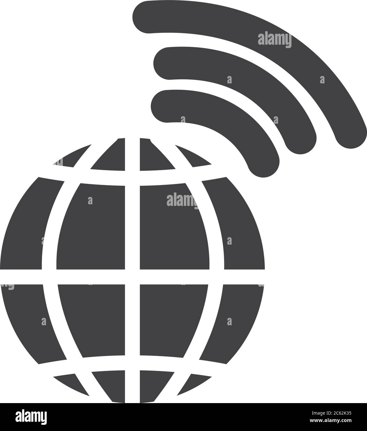 global sphere and network signal over white background, silhouette ...