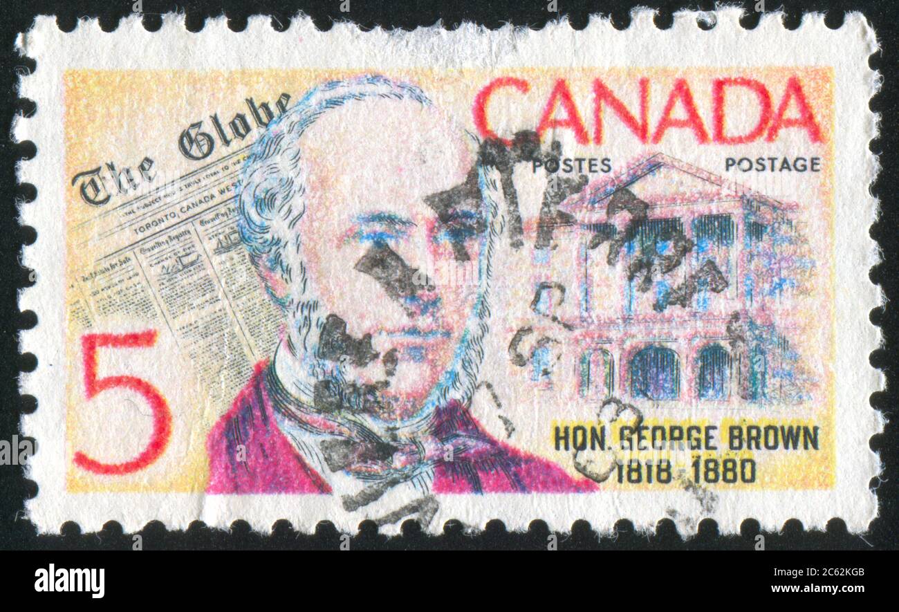 CANADA - CIRCA 1968: stamp printed by Canada, shows George Brown ...