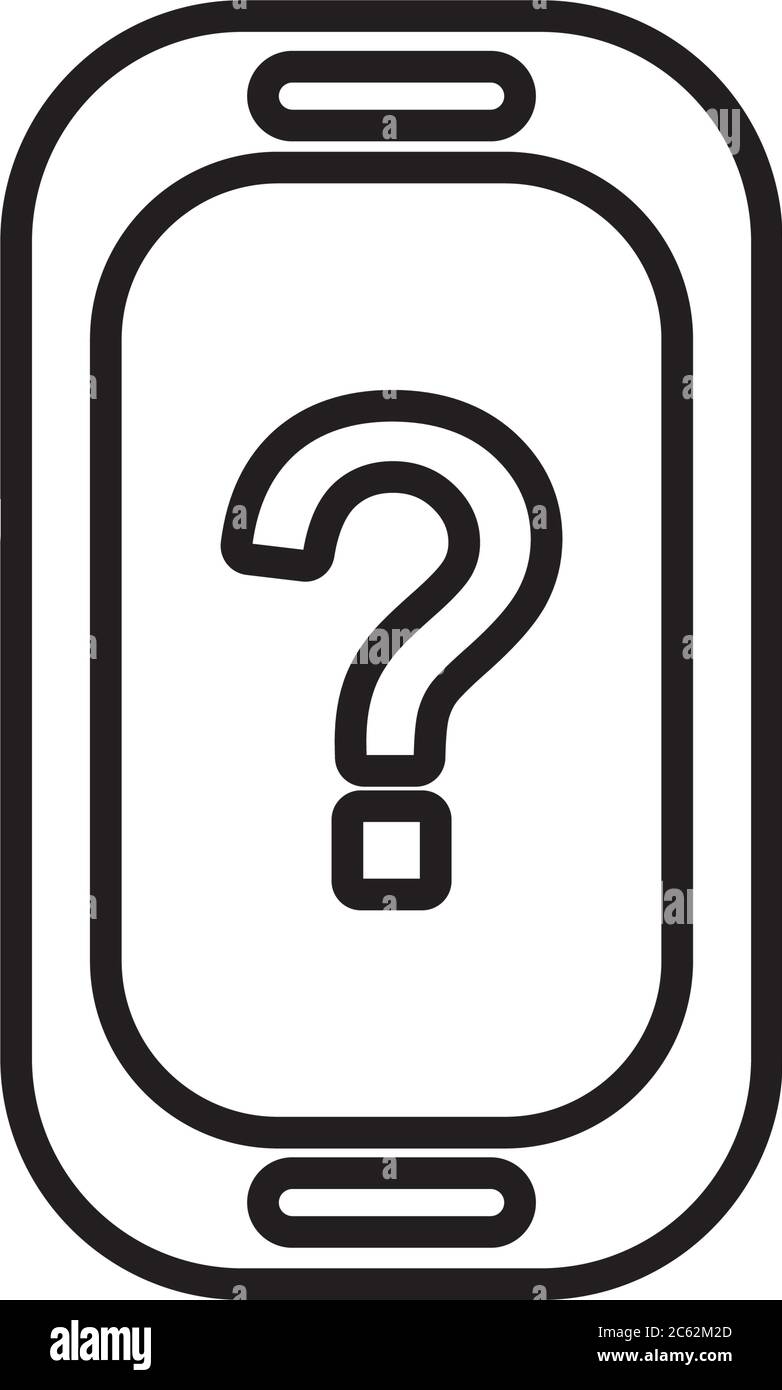 smartphone with question mark icon on screen over white background ...