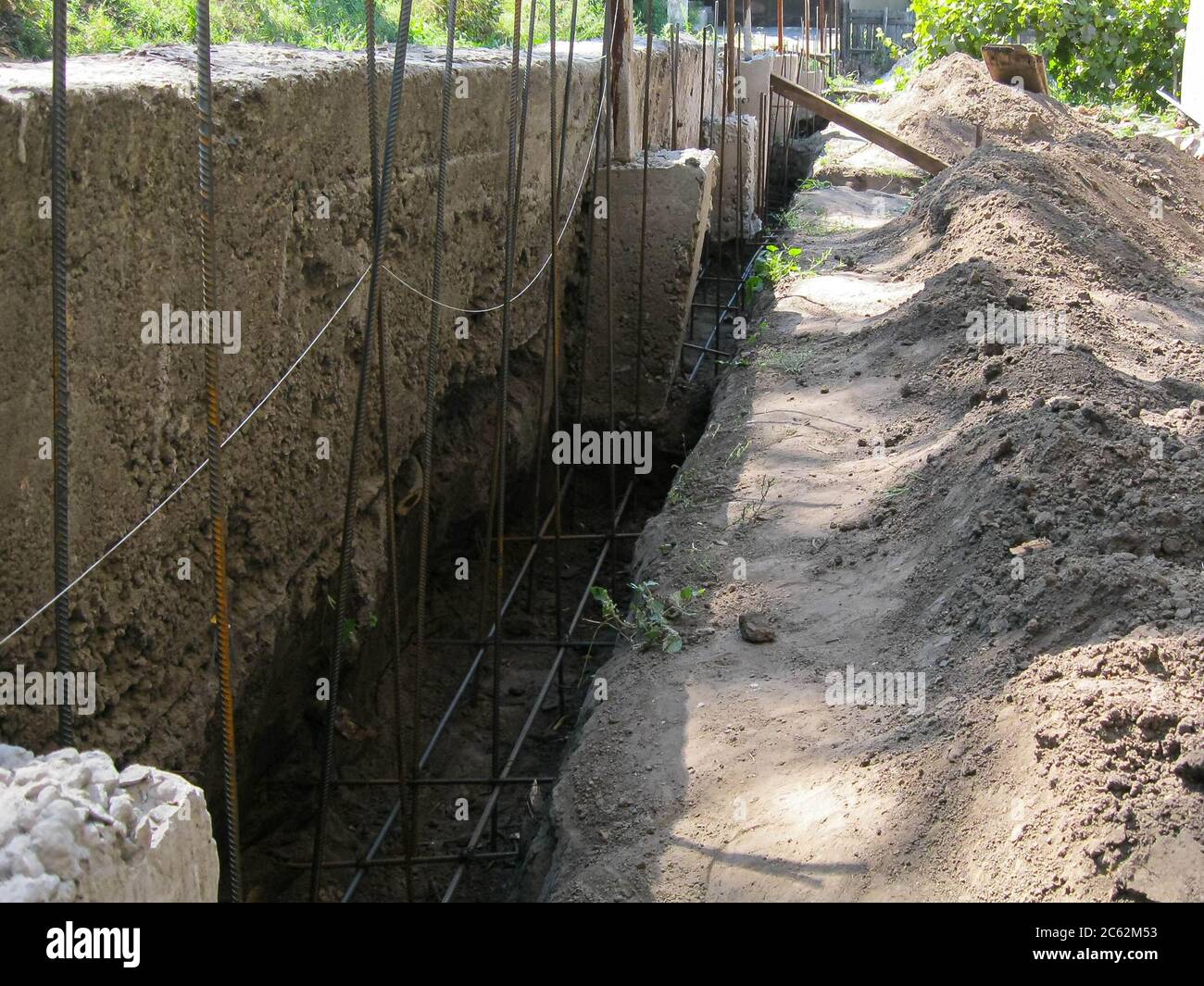 Long concrete ditch for foundation. The construction of the fence Stock ...