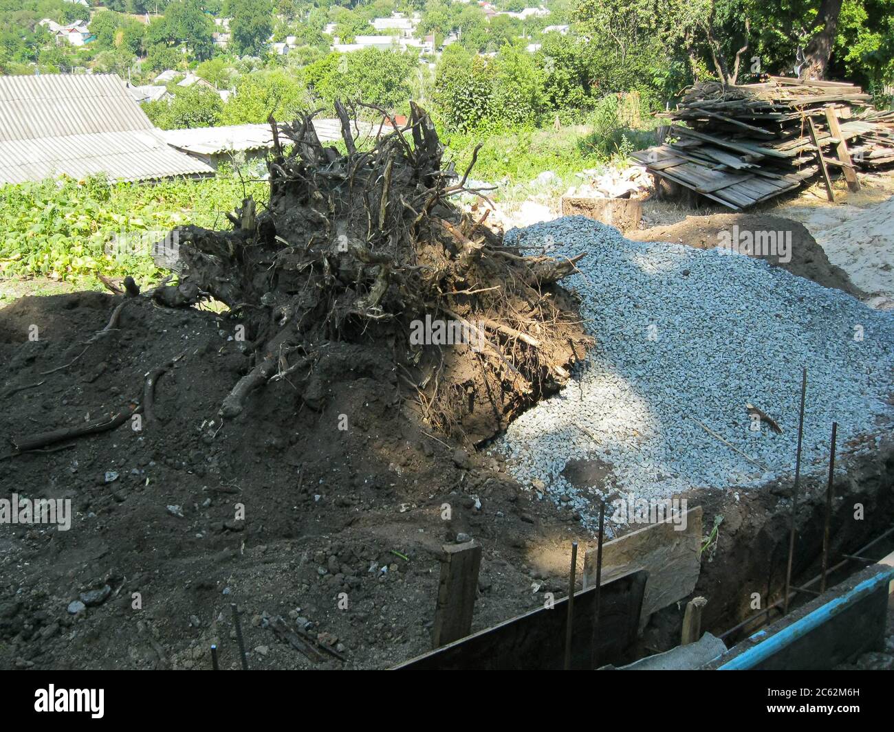 Construction of a fence or building in the private sector. The huge ...