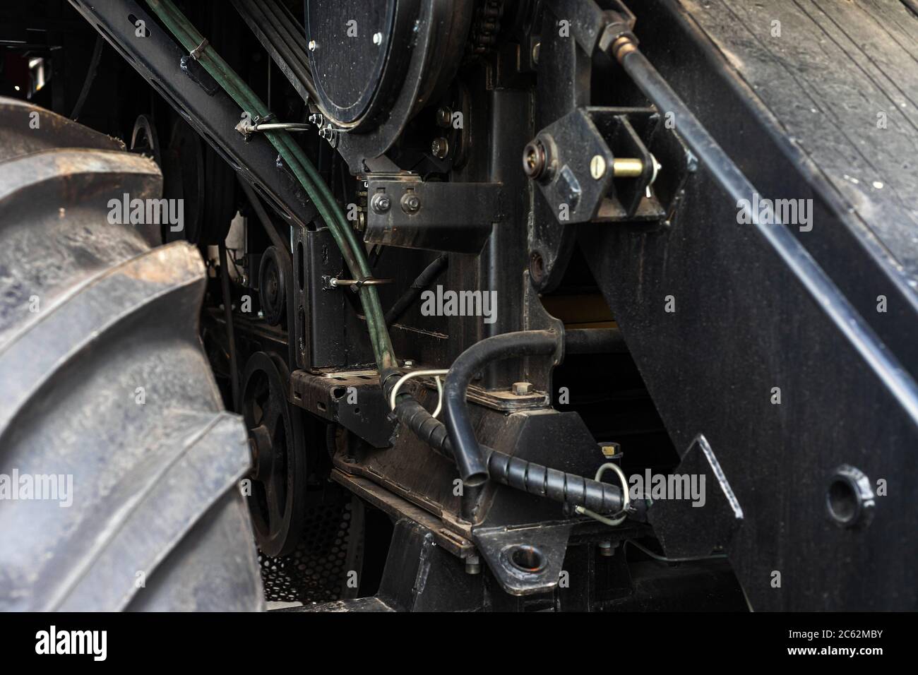 Image of mechanical joints of a large agricultural machinery or car ...