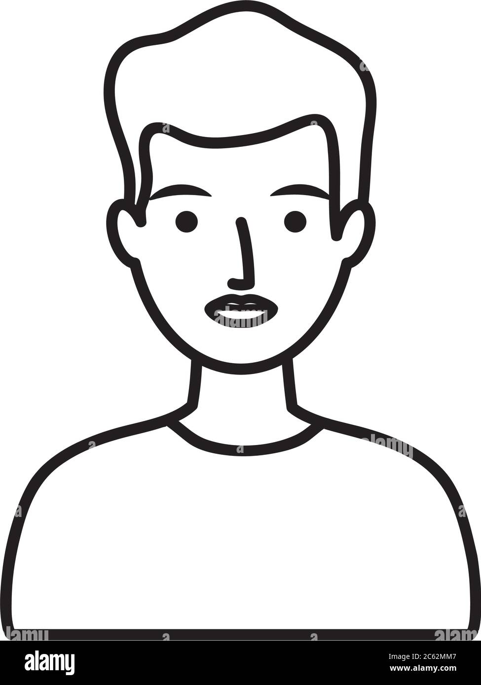 avatar serious man icon over white background, line style, vector ...