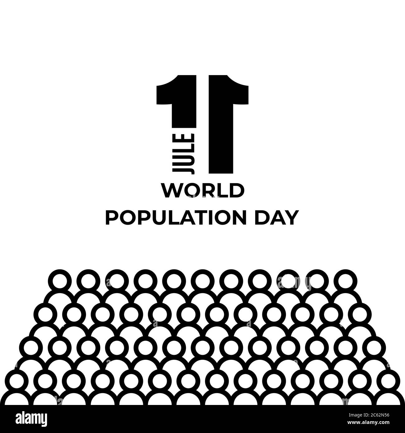 Design for World Population day Greeting-11 july. typography logo ...