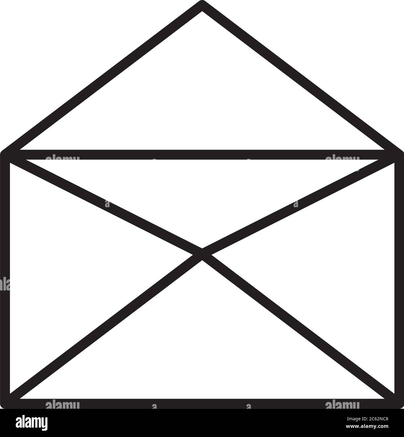 open envelope icon over white background, line style, vector ...