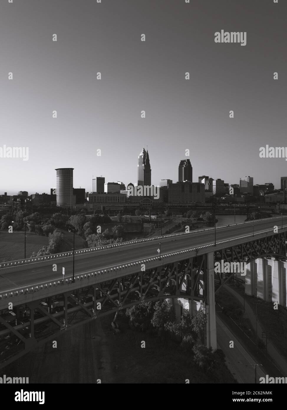 Aerial Drone Shot of Cleveland Ohio Skyline Stock Photo - Alamy