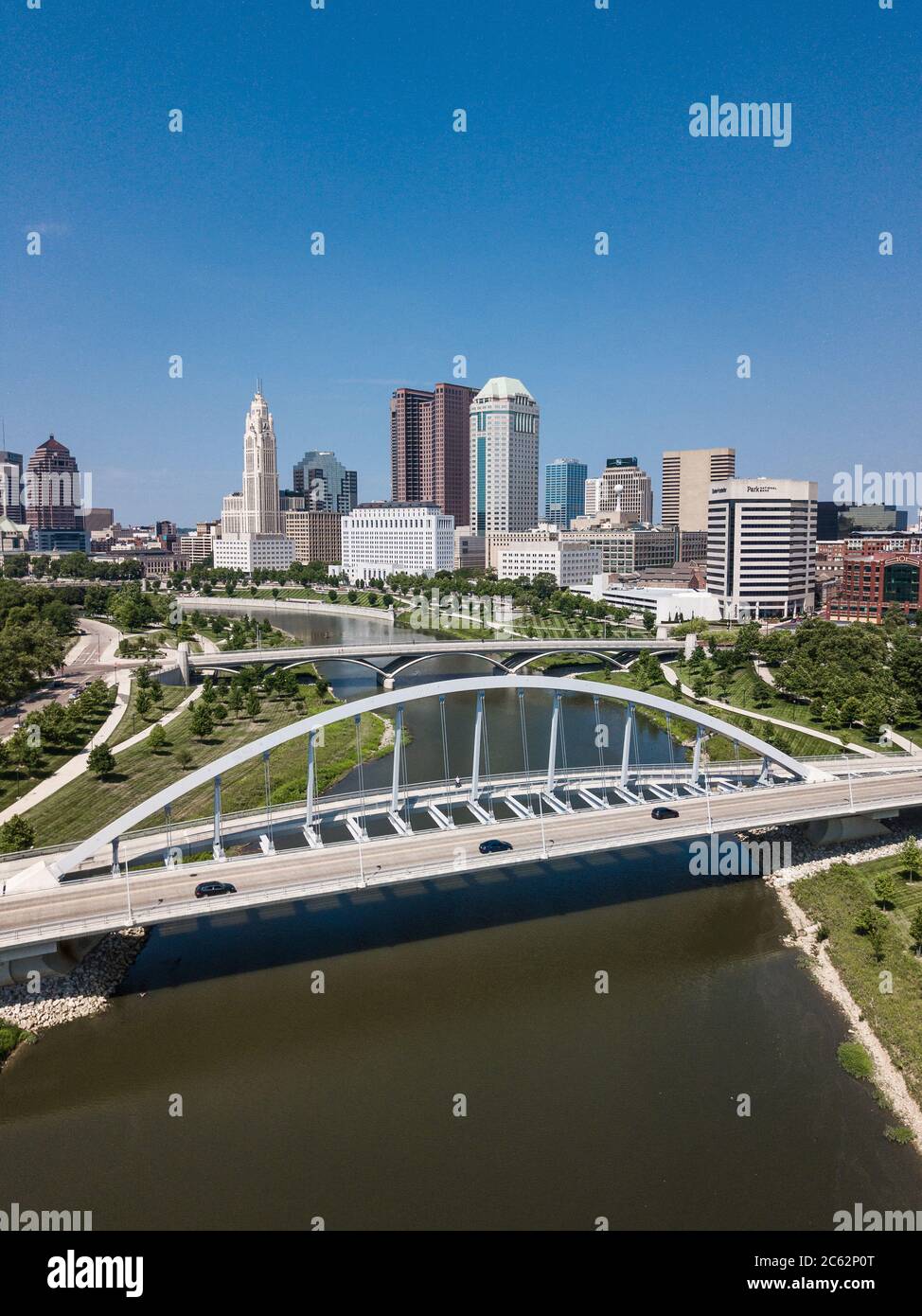 Aerial View of the Columbus Ohio Skyline Drone Shot Stock Photo - Alamy