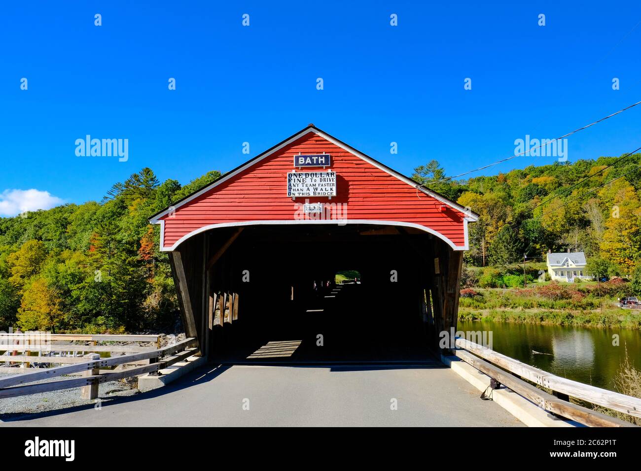 Classic timber built covered bridge showing the architectural detail ...