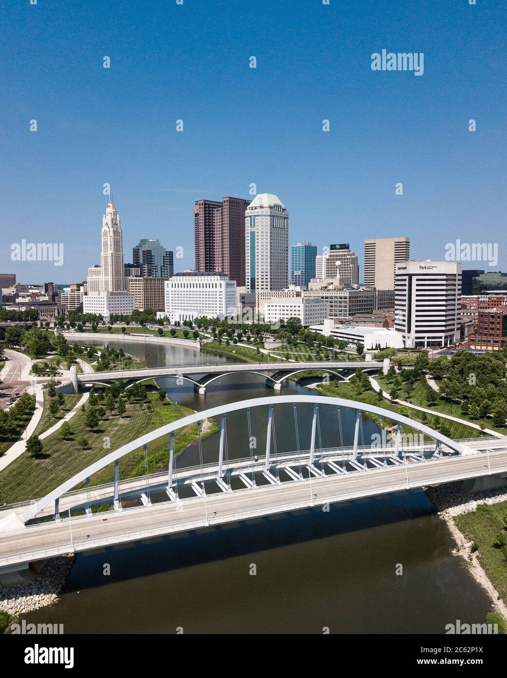Aerial View of the Columbus Ohio Skyline Drone Shot Stock Photo - Alamy