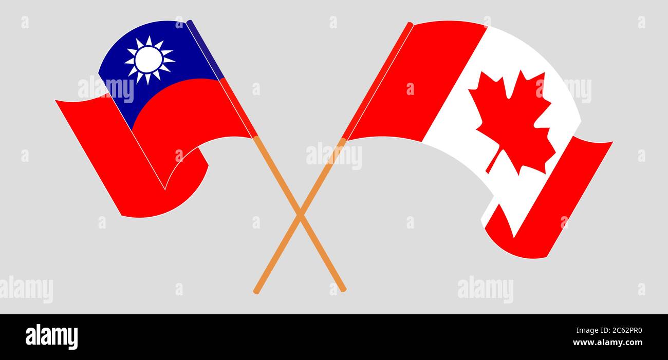 Crossed and waving flags of Taiwan and Canada. Vector illustration ...