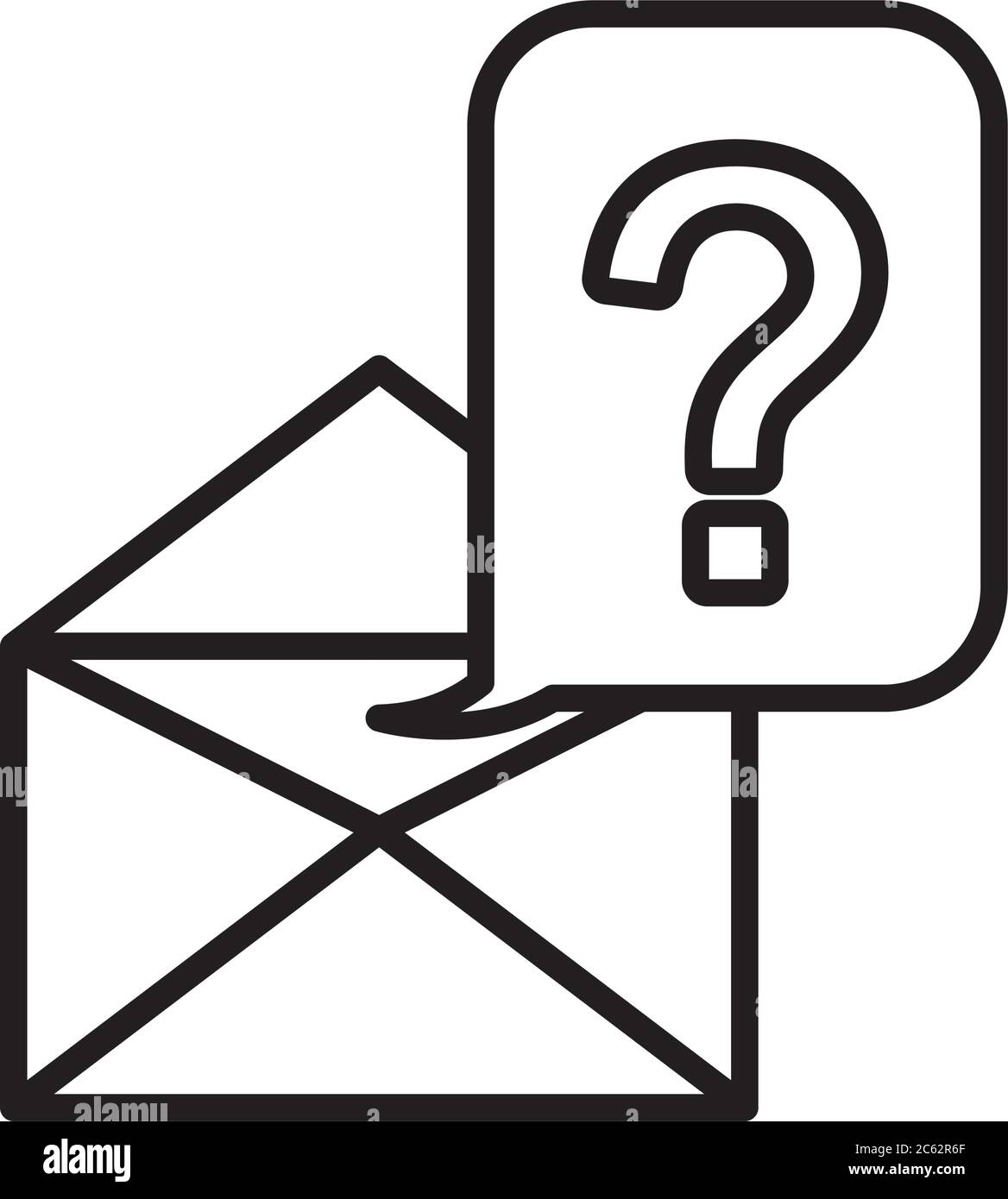 envelope and speech bubble with question mark icon over white ...